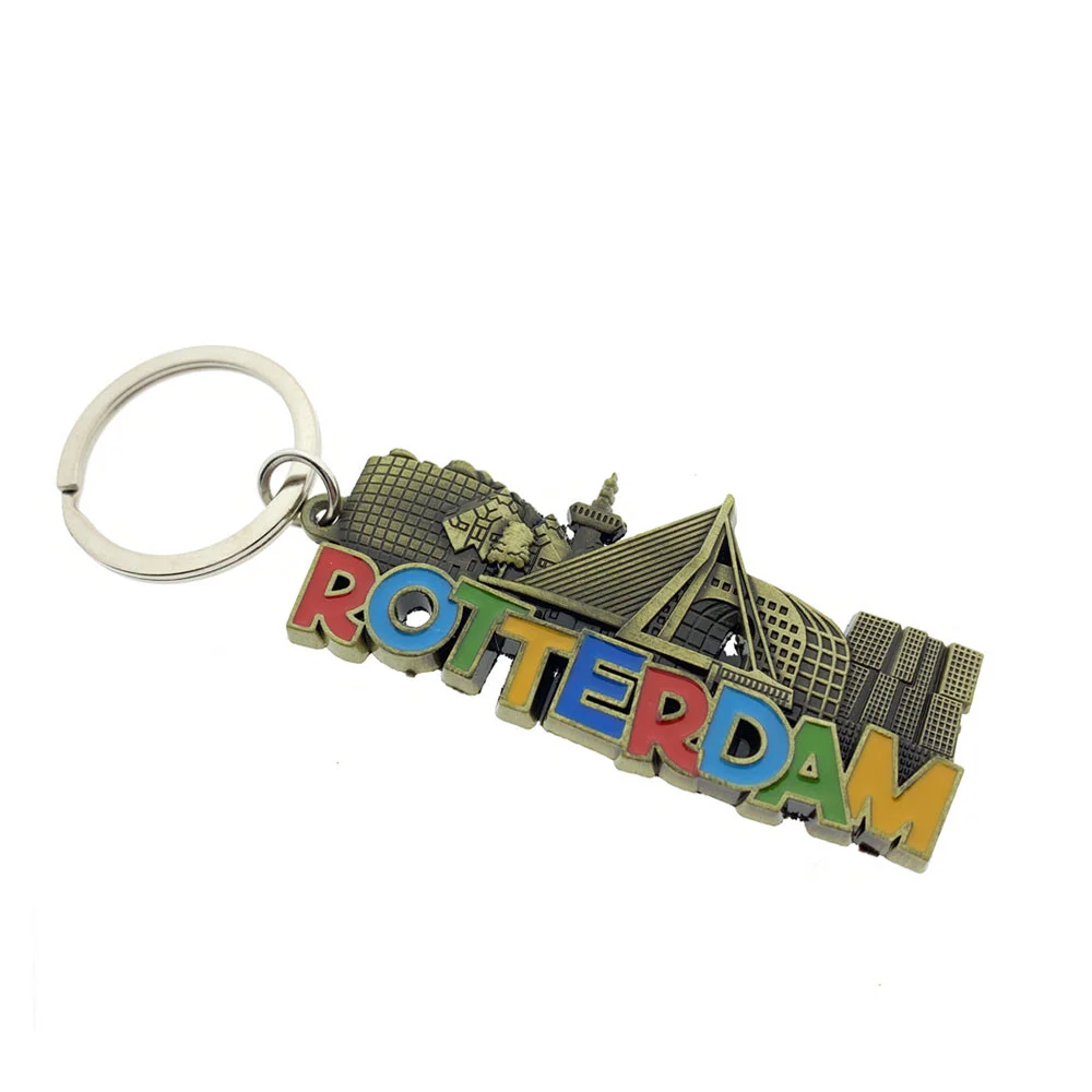 Rotterdam gifts : Keychain Rotterdam letters skyline bronze